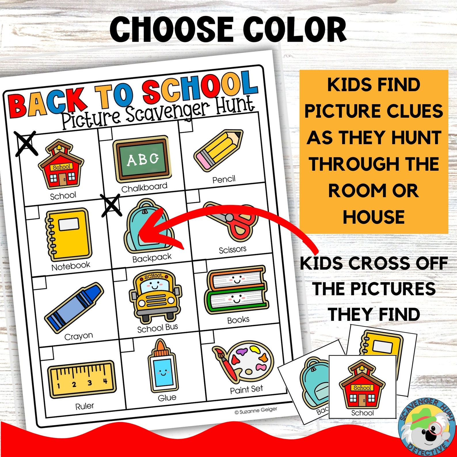 Back to School Scavenger Hunt for Preschoolers With Picture Clues ...