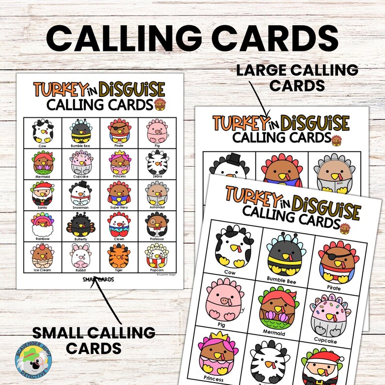 Thanksgiving Turkey in Disguise Bingo Game Printable 50 Cards ...