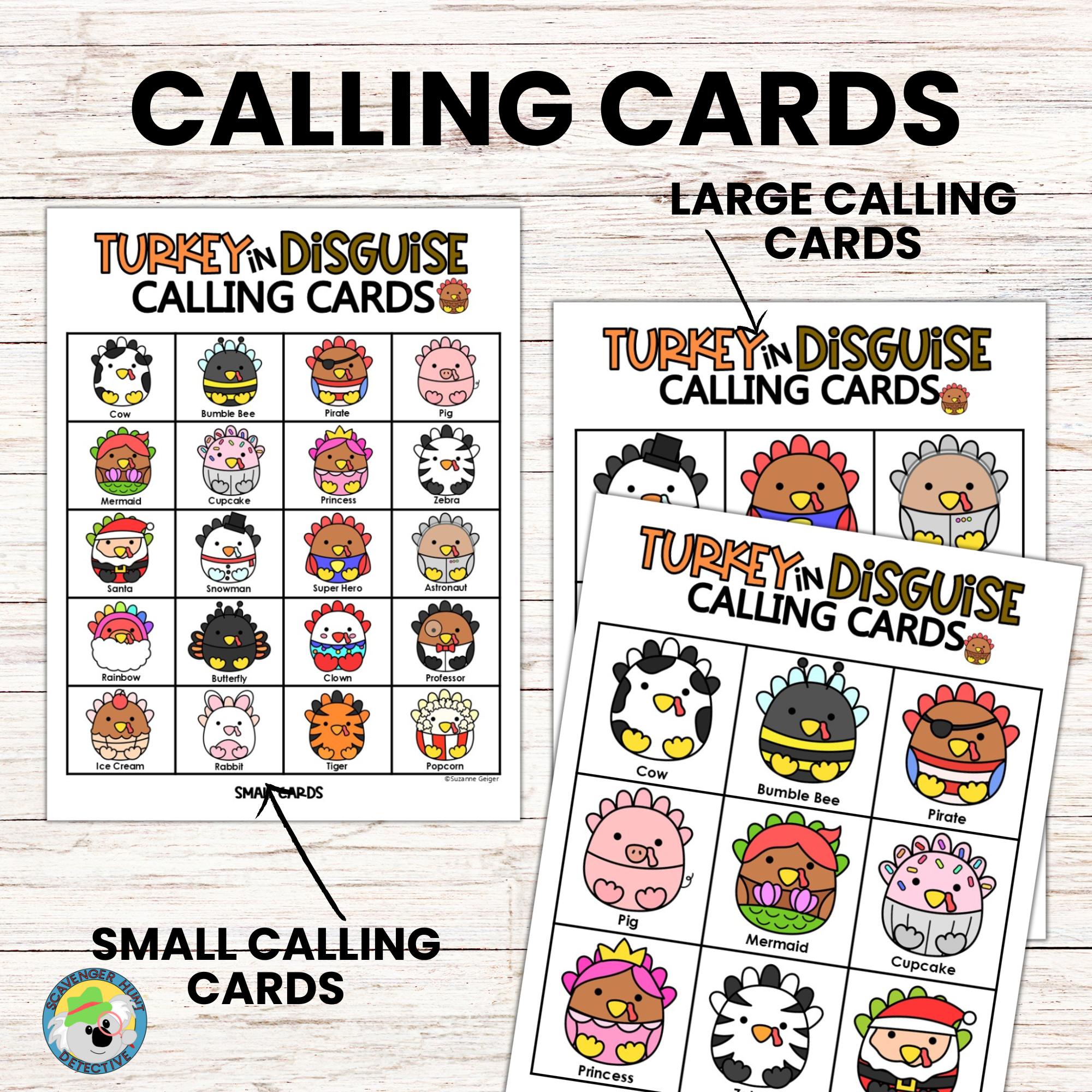 Thanksgiving Turkey in Disguise Bingo Game Printable 50 Cards ...