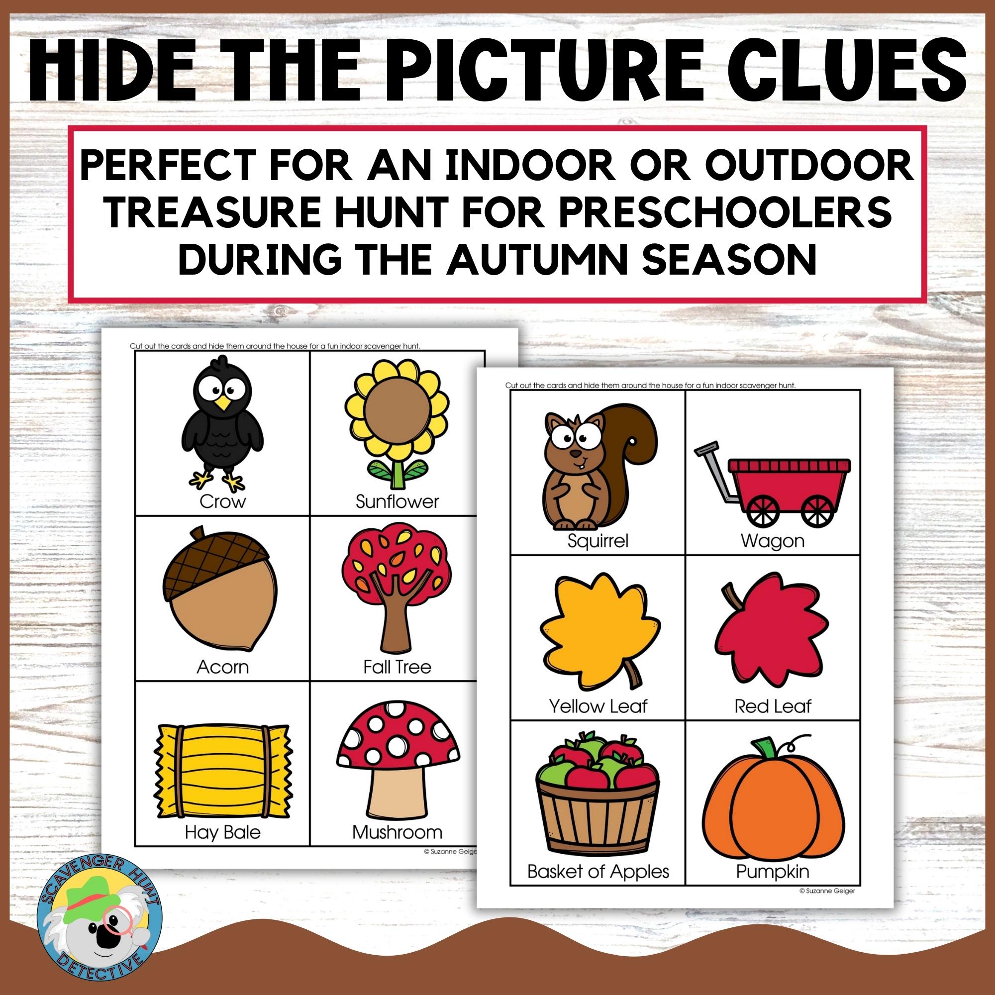 Autumn Scavenger Hunt for Preschool With Picture Clues, Toddler Fall ...