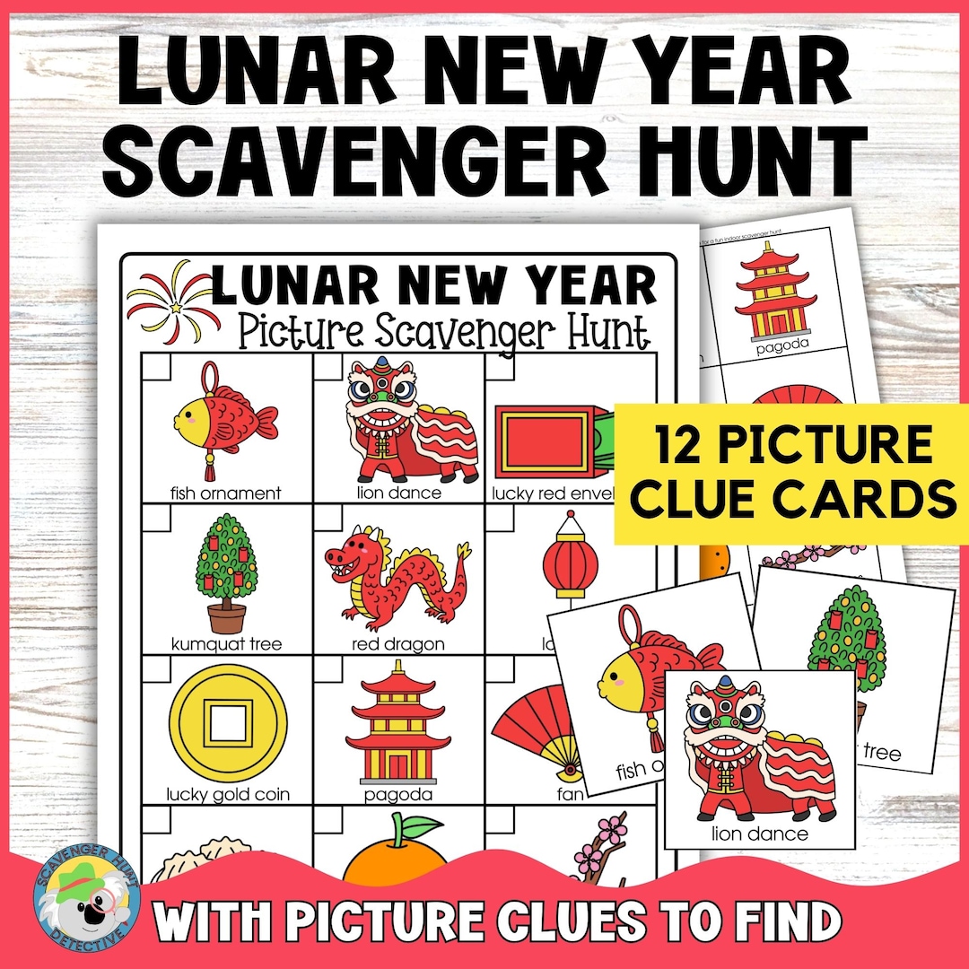 Lunar New Year Scavenger Hunt With Picture Clues for Preschool and ...