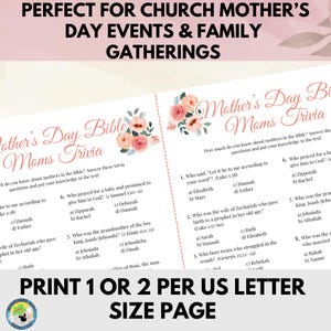 Mothers Day Moms of the Bible Trivia Game, Bible Mothers Trivia Game ...