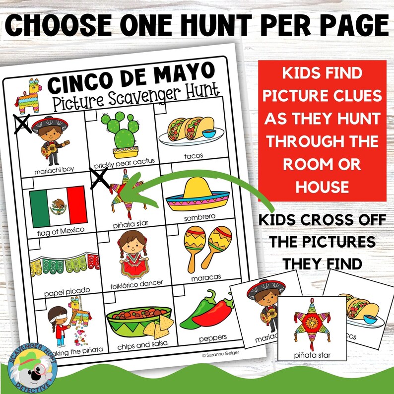 Cinco De Mayo Printable Picture Scavenger Hunt for Preschooler Toddlers ...