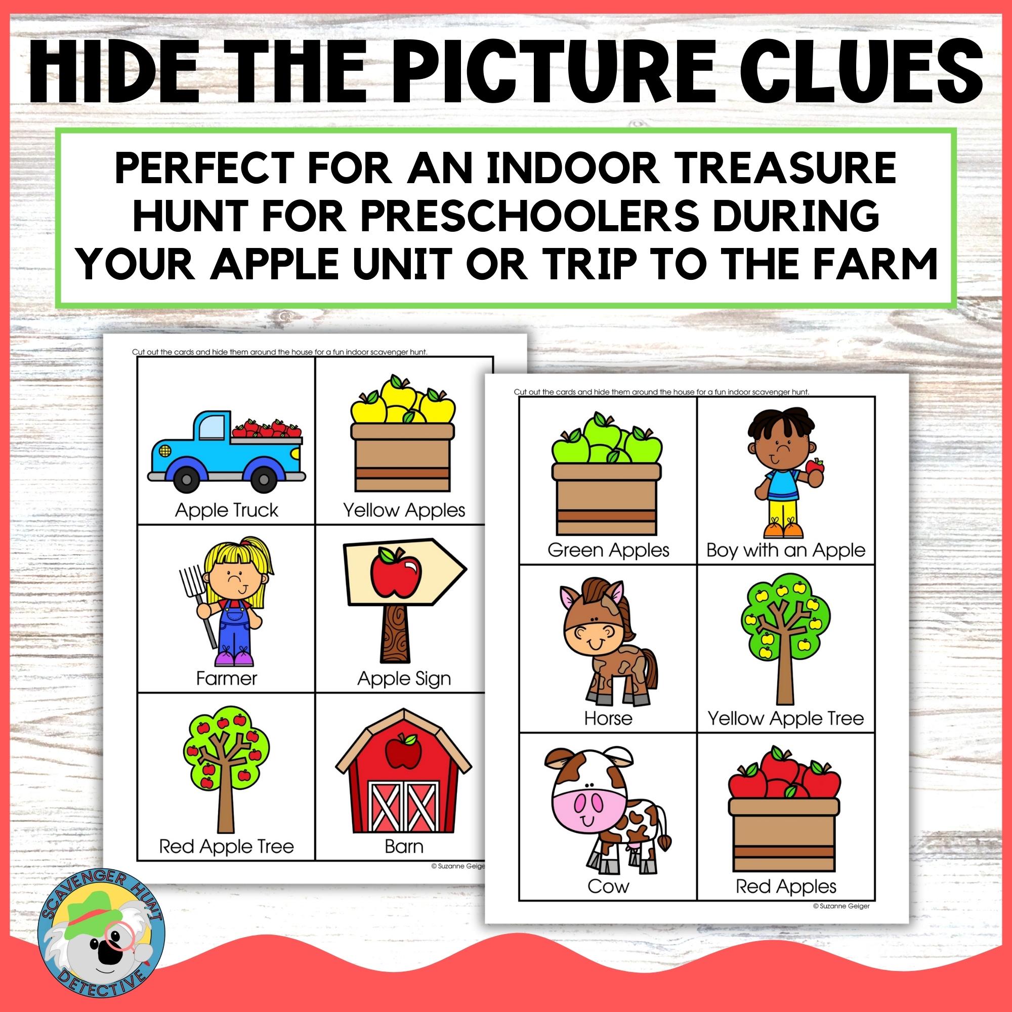 Apple Orchard Scavenger Hunt for Preschoolers With Picture Clues, Apple ...