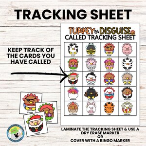 Thanksgiving Turkey in Disguise Bingo Game Printable 50 Cards ...
