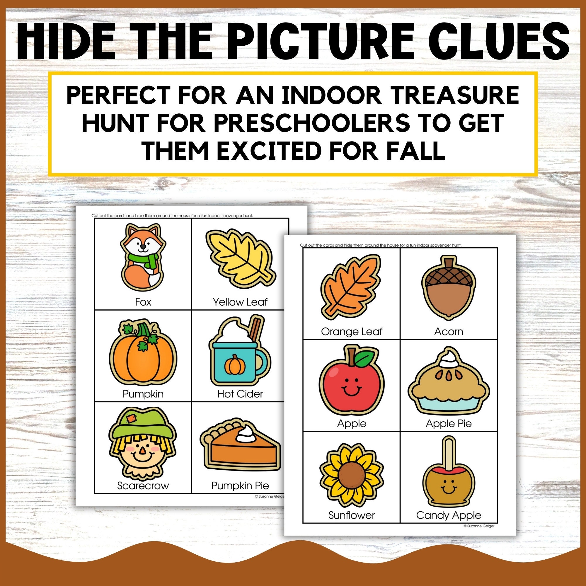 Fall Scavenger Hunt for Preschoolers With Picture Clues, Toddler Fall ...