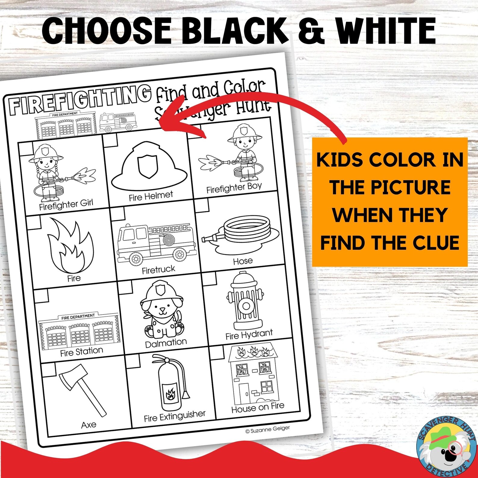 Fire Safety Week Scavenger Hunt for Preschoolers With Picture Clues ...
