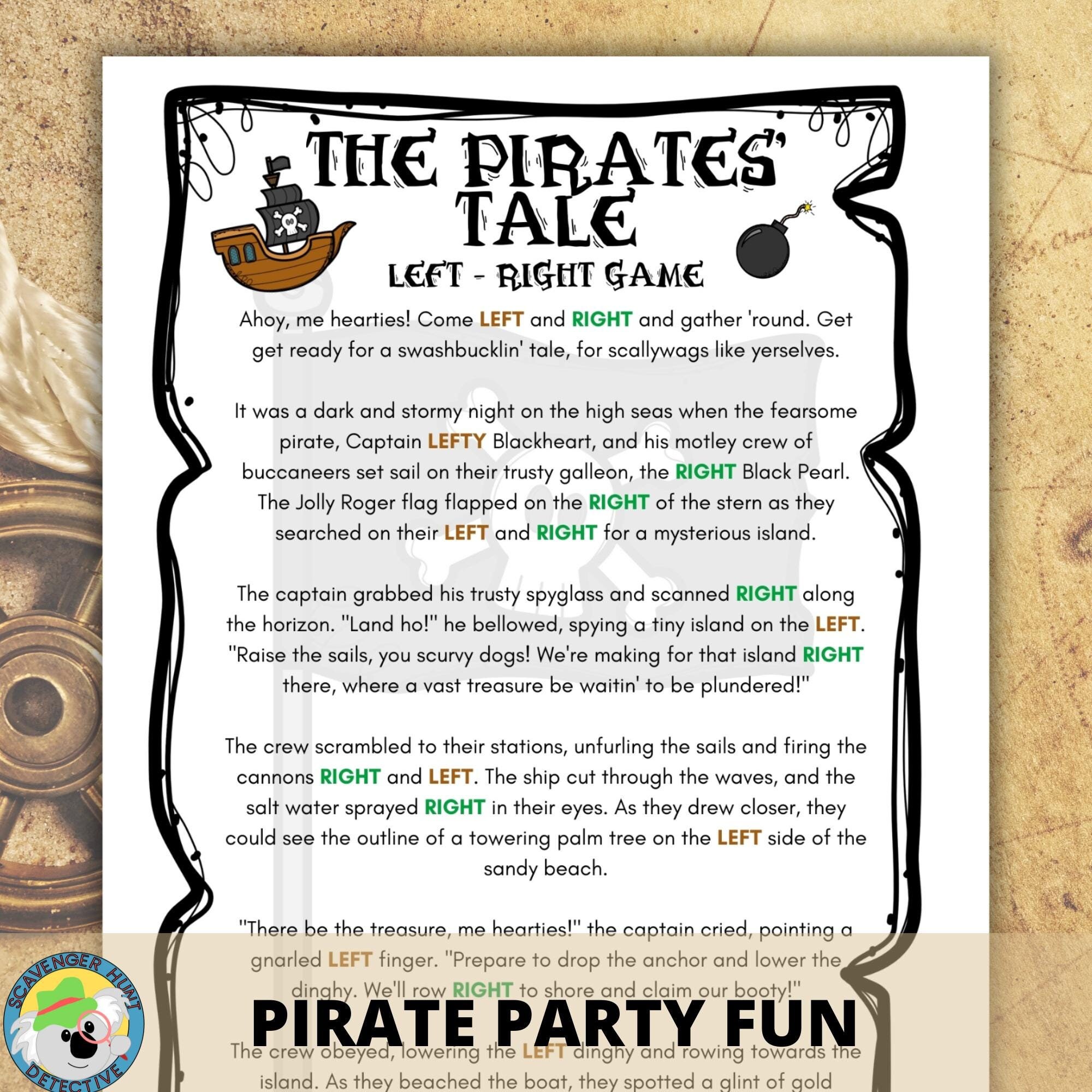 Pirate Left-right Game Printable Talk Like a Pirate Party Activity for ...
