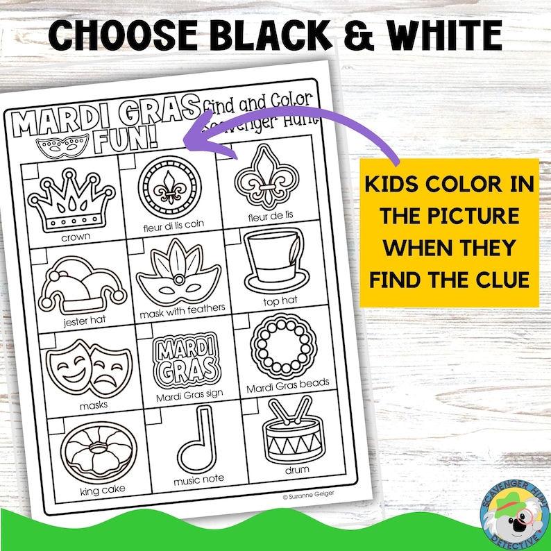 Mardi Gras Scavenger Hunt for Toddlers With Picture Clues, Picture ...
