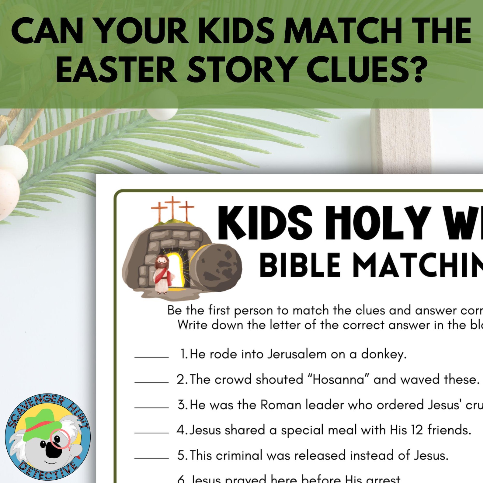 Holy Week Easter Bible Matching Game for Kids, Easter Story Bible Game ...