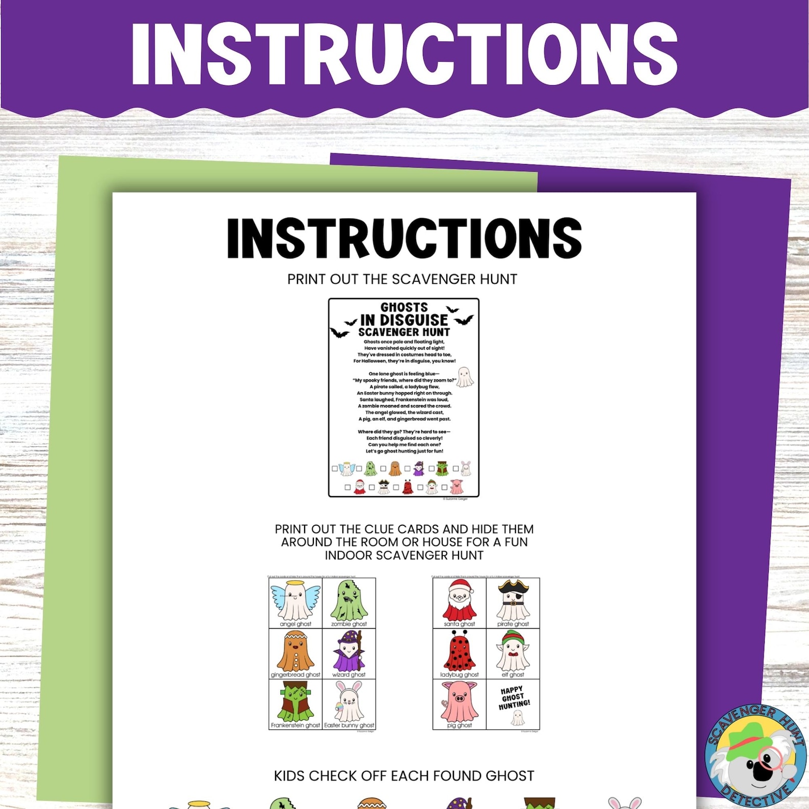 Find the Ghosts Scavenger Hunt for Kids, Preschool Halloween Party Game ...