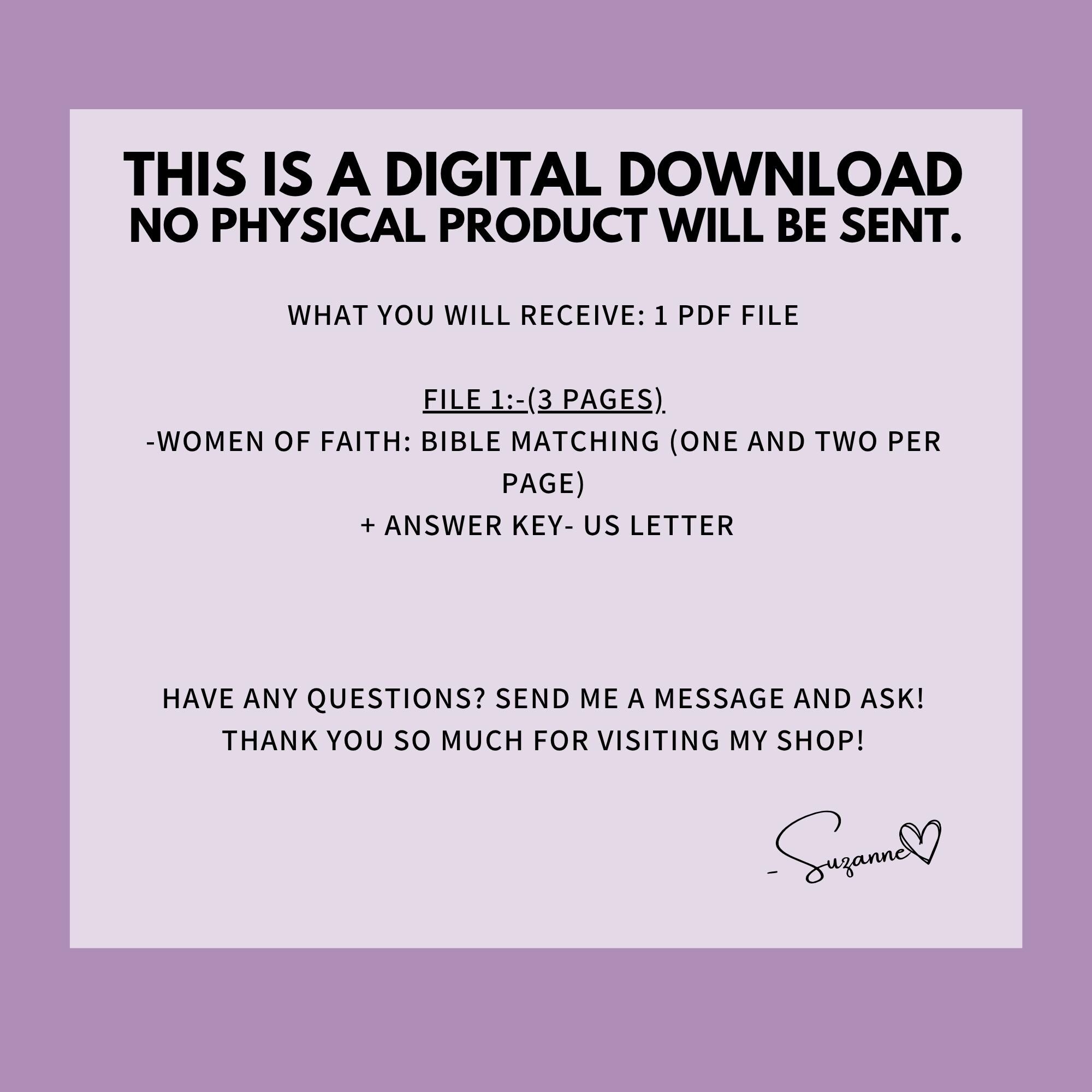 Bible Women of Faith Matching Game, Women's Ministry Women of the Bible ...