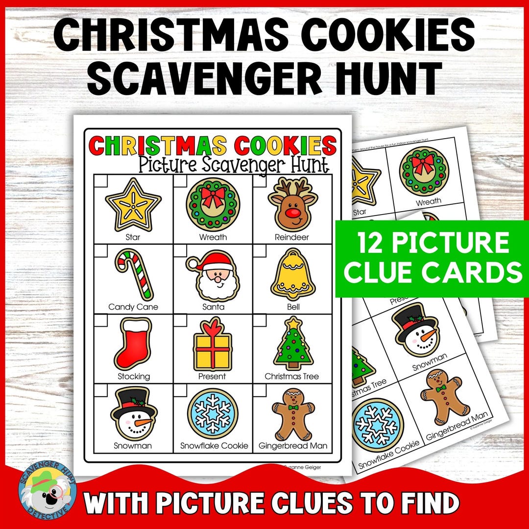 Christmas Cookie Scavenger Hunt for Preschoolers With Picture Clues ...