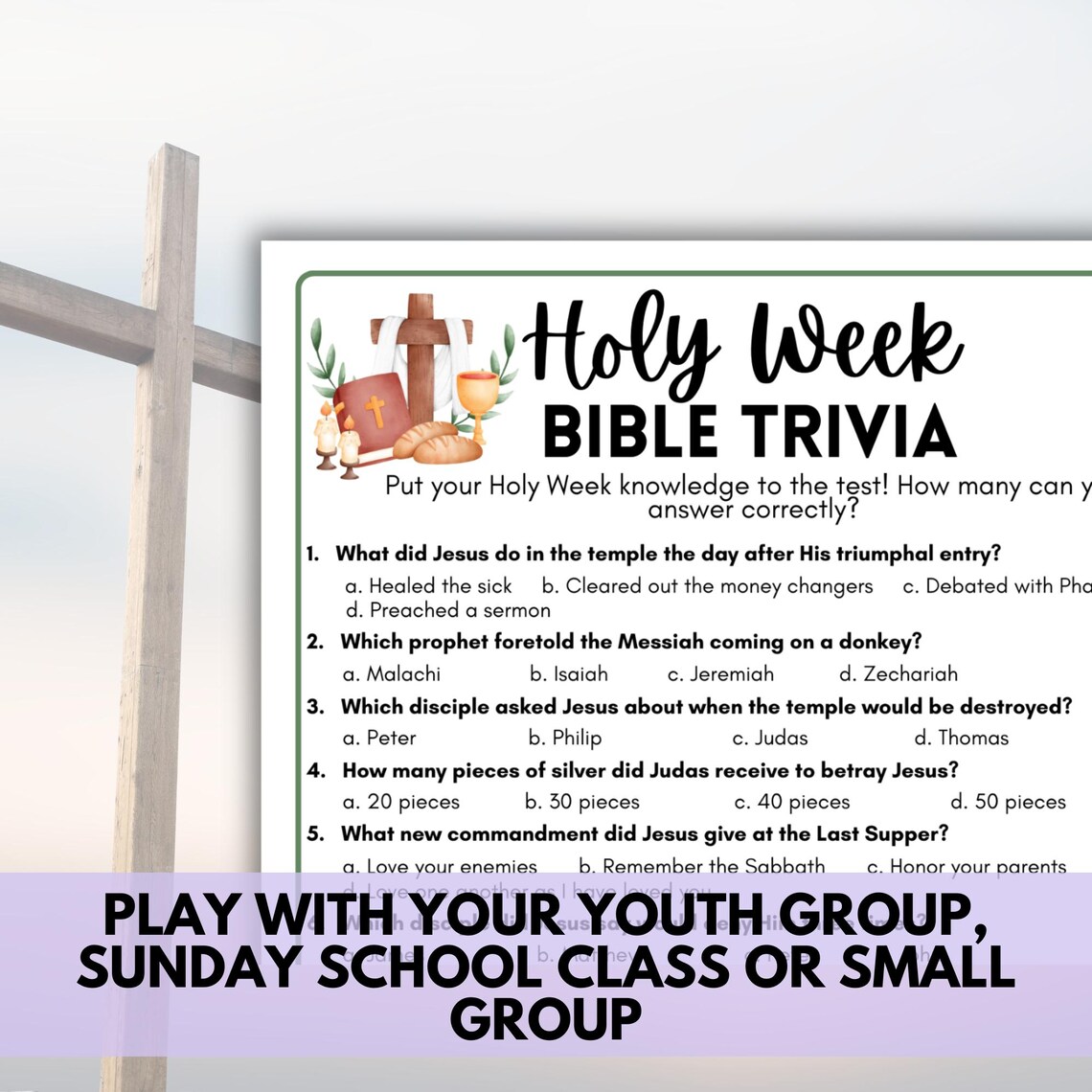 Holy Week Easter Bible Trivia Game, Easter Story Bible Game Church ...