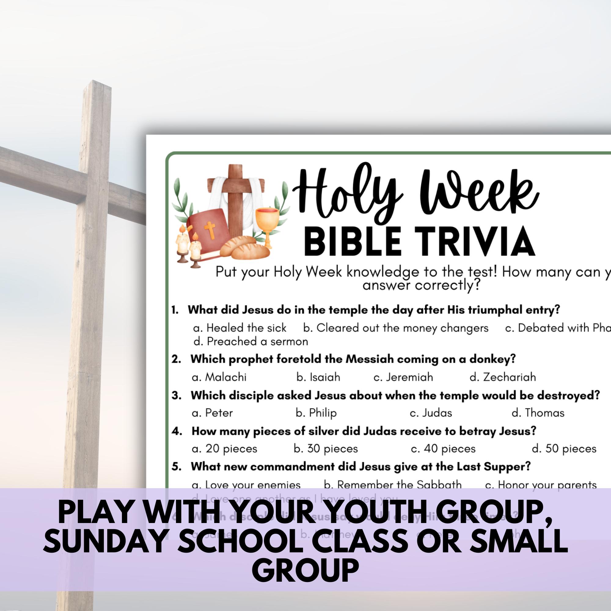Holy Week Easter Bible Trivia Game, Easter Story Bible Game Church ...