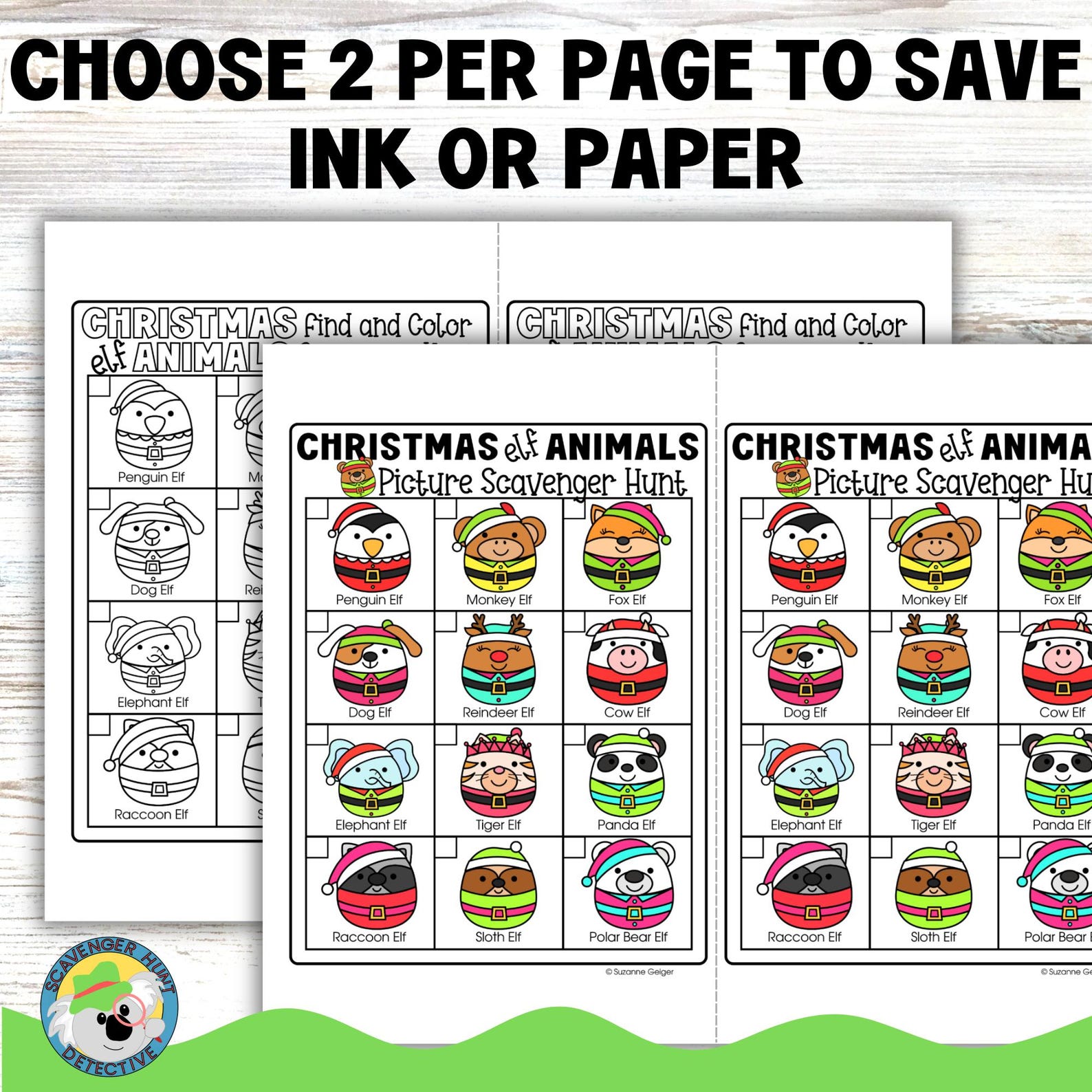 Christmas Elf Animals Scavenger Hunt for Preschoolers With Picture ...