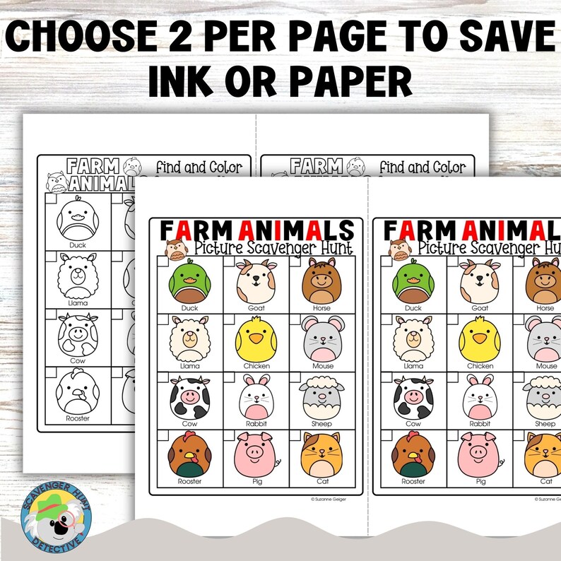 Farm Animals Scavenger Hunt for Preschoolers With Picture Clues, Farm ...