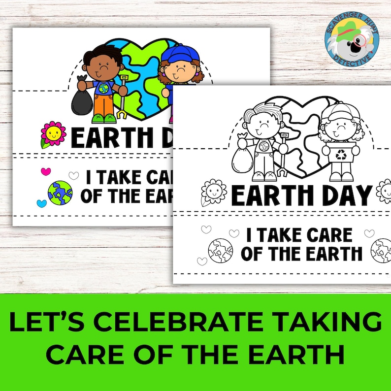 Earth Day Paper Crown Craft Activity, Coloring Printable Earth Day Take ...