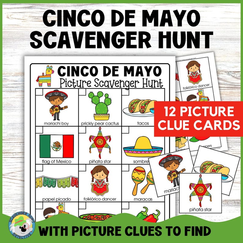 Cinco De Mayo Printable Picture Scavenger Hunt for Preschooler Toddlers ...