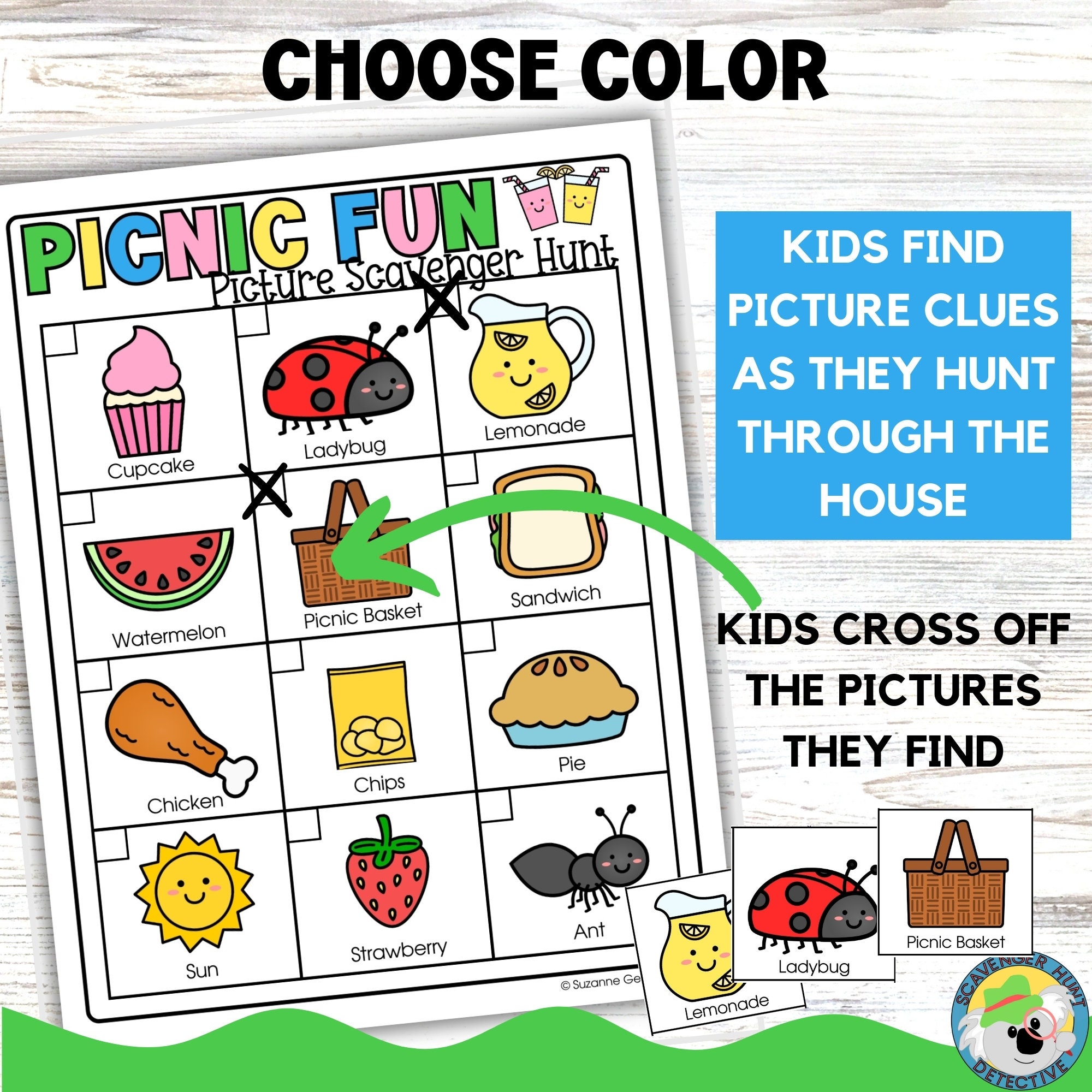 Picnic Scavenger Hunt for Preschoolers With Picture Clues, Toddler ...