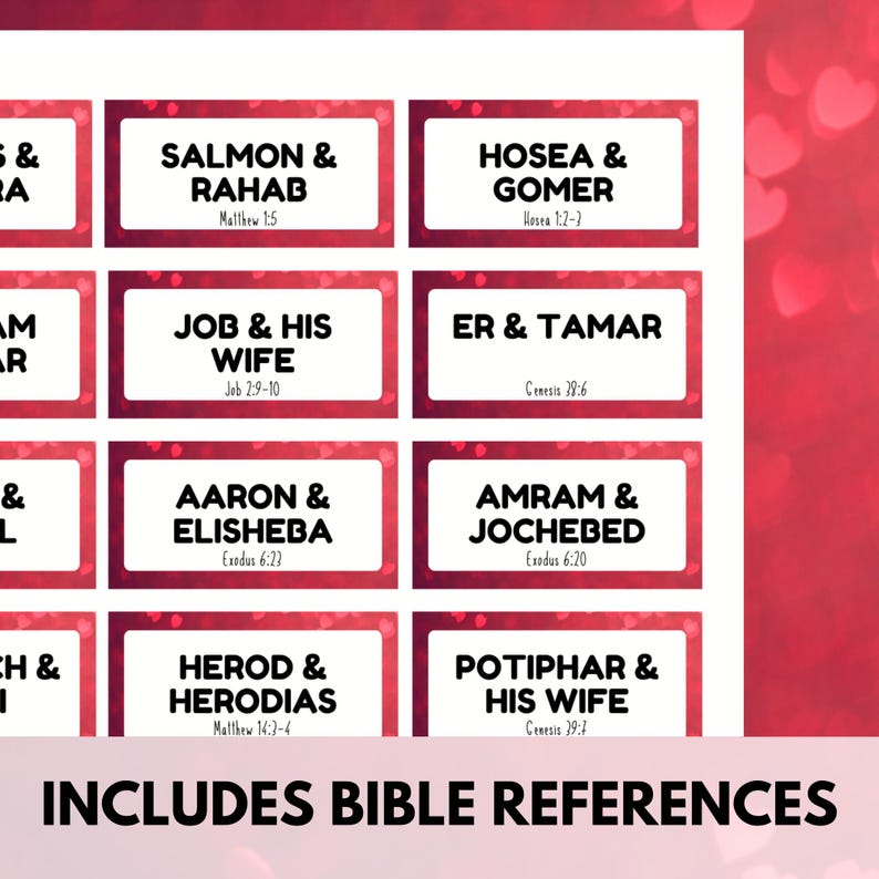 Bible Couples Charades Game, Printable Valentine's Party Game Church ...