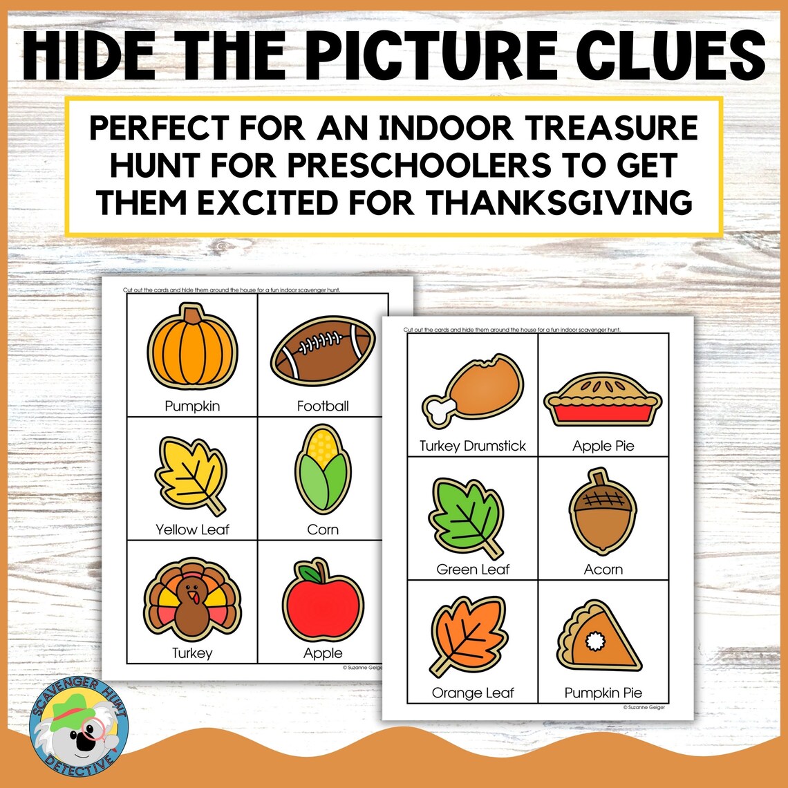 Thanksgiving Scavenger Hunt for Preschoolers With Picture Clues ...
