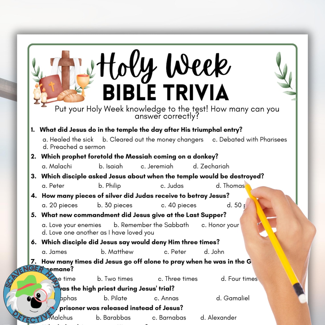 Holy Week Easter Bible Trivia Game, Easter Story Bible Game Church ...