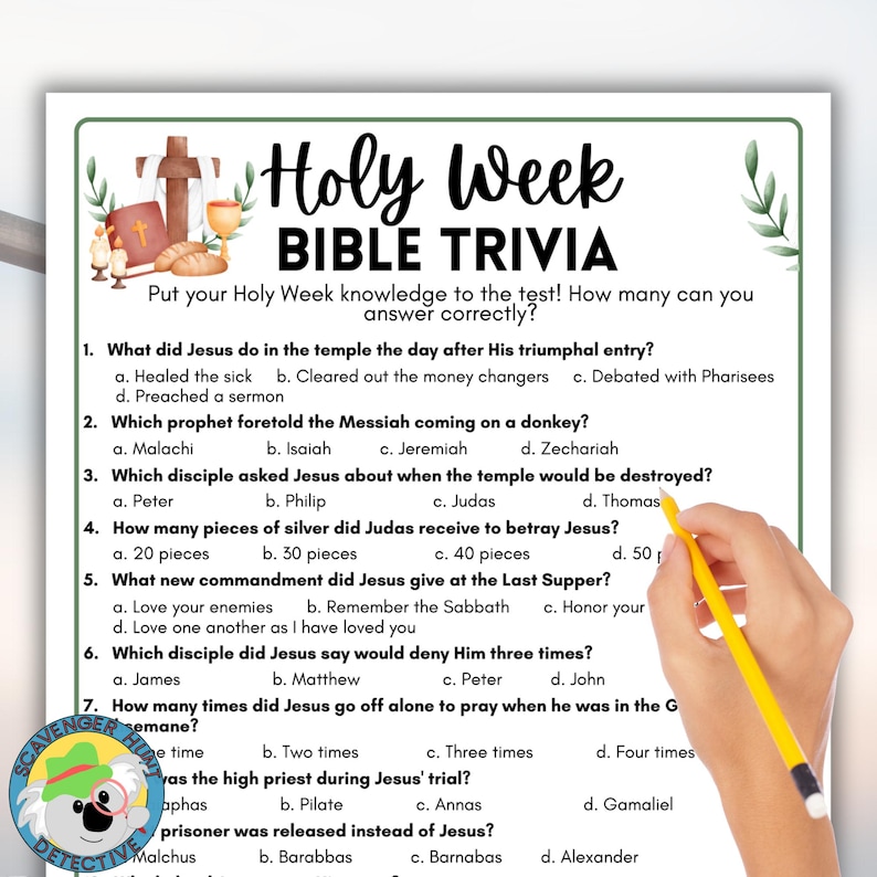 Holy Week Easter Bible Trivia Game, Easter Story Bible Game Church ...