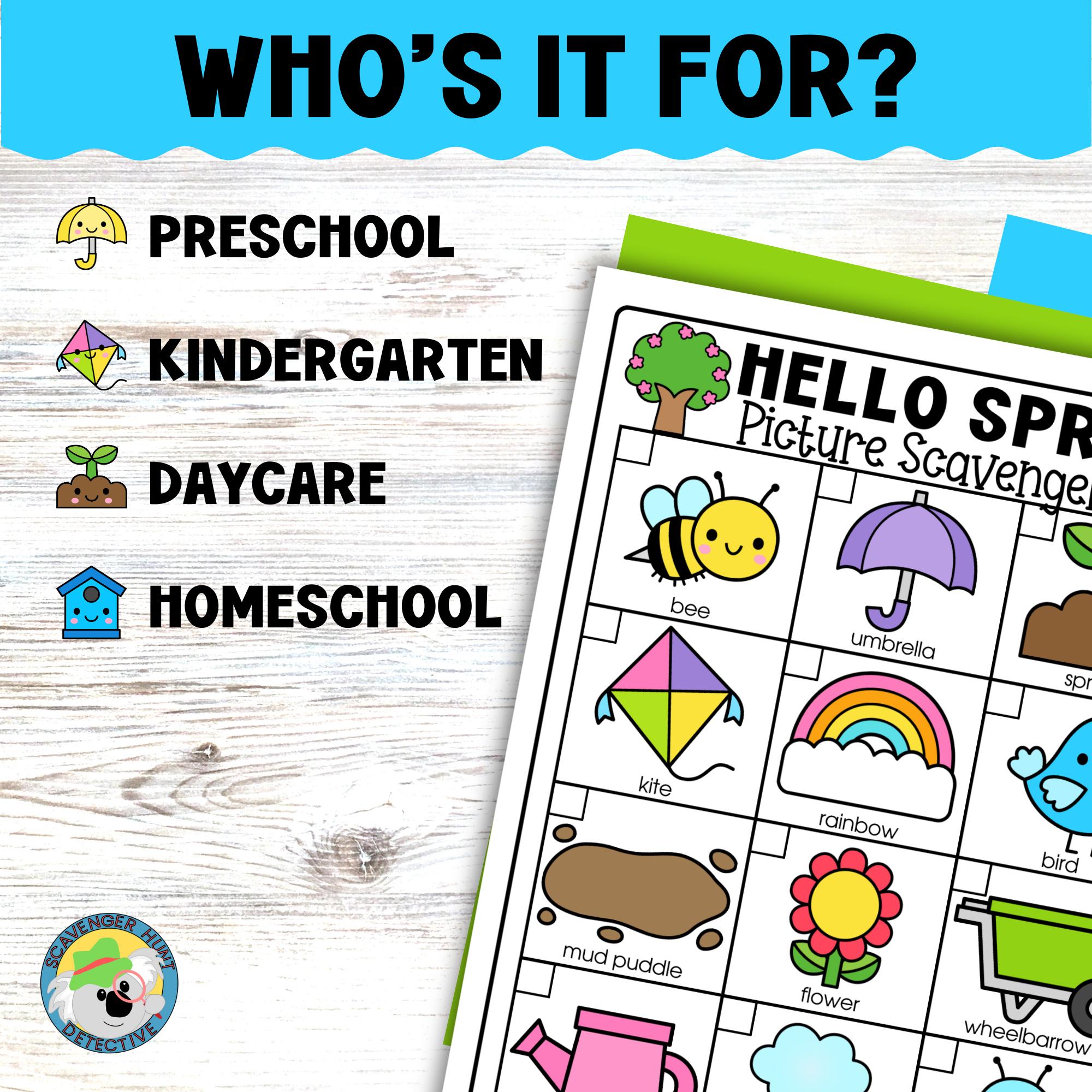 Spring Scavenger Hunt for Preschoolers and Toddlers With Picture Clues ...