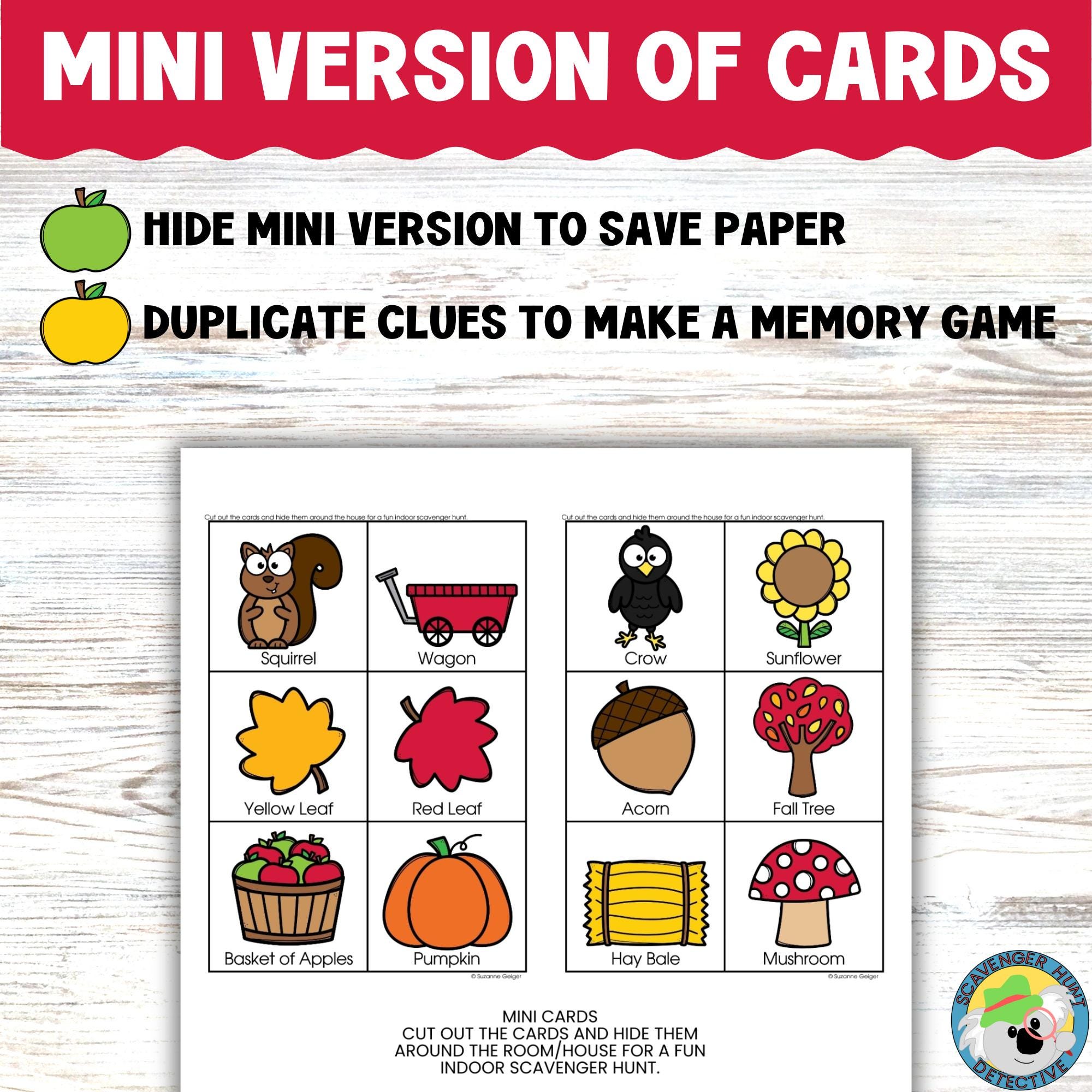 Autumn Scavenger Hunt for Preschool With Picture Clues, Toddler Fall ...