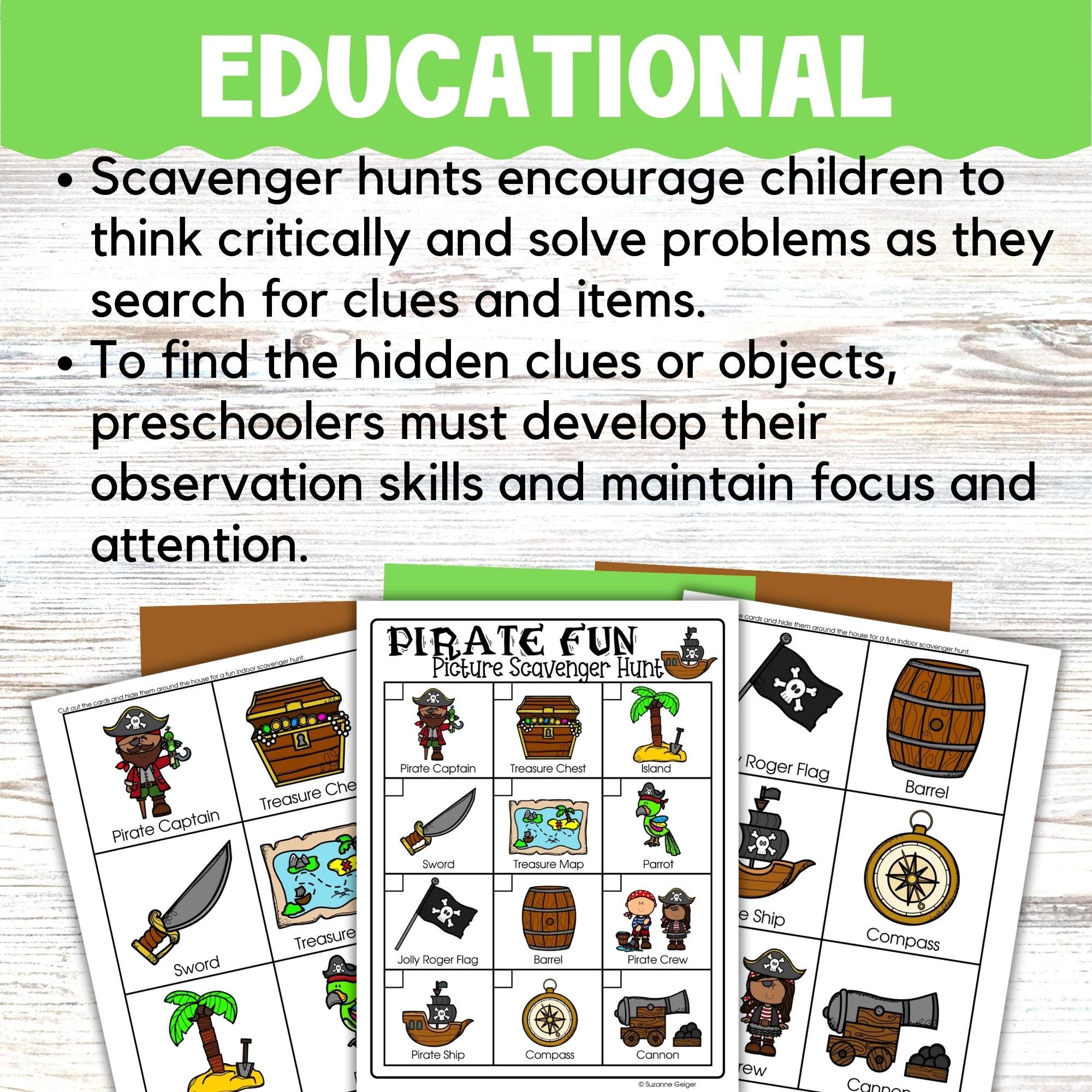 Pirate Scavenger Hunt for Preschoolers With Picture Clues, Daycare ...