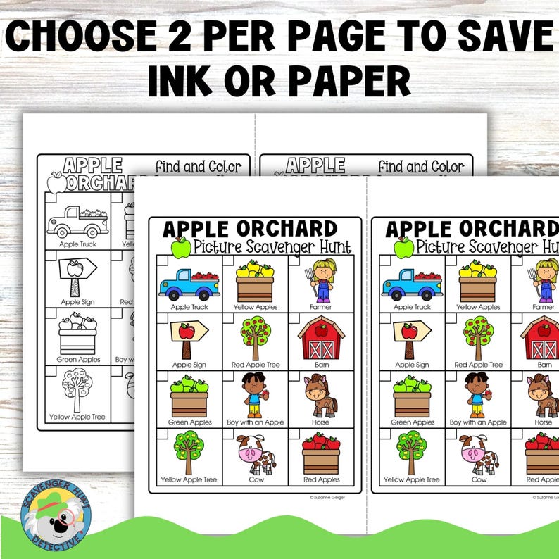 Apple Orchard Scavenger Hunt for Preschoolers With Picture Clues, Apple ...