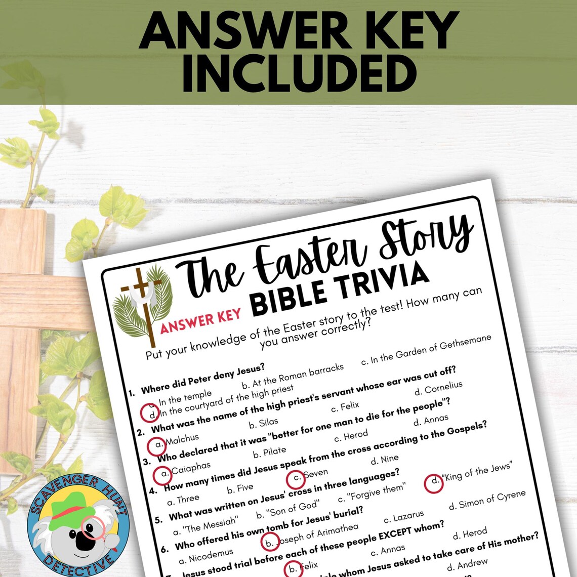 Easter Story Bible Trivia Game, Easter Holy Week Bible Game Church ...