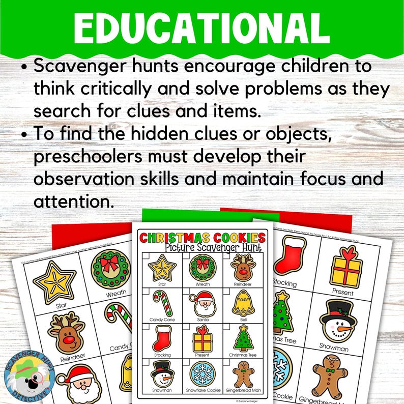 Christmas Cookie Scavenger Hunt for Preschoolers With Picture Clues ...