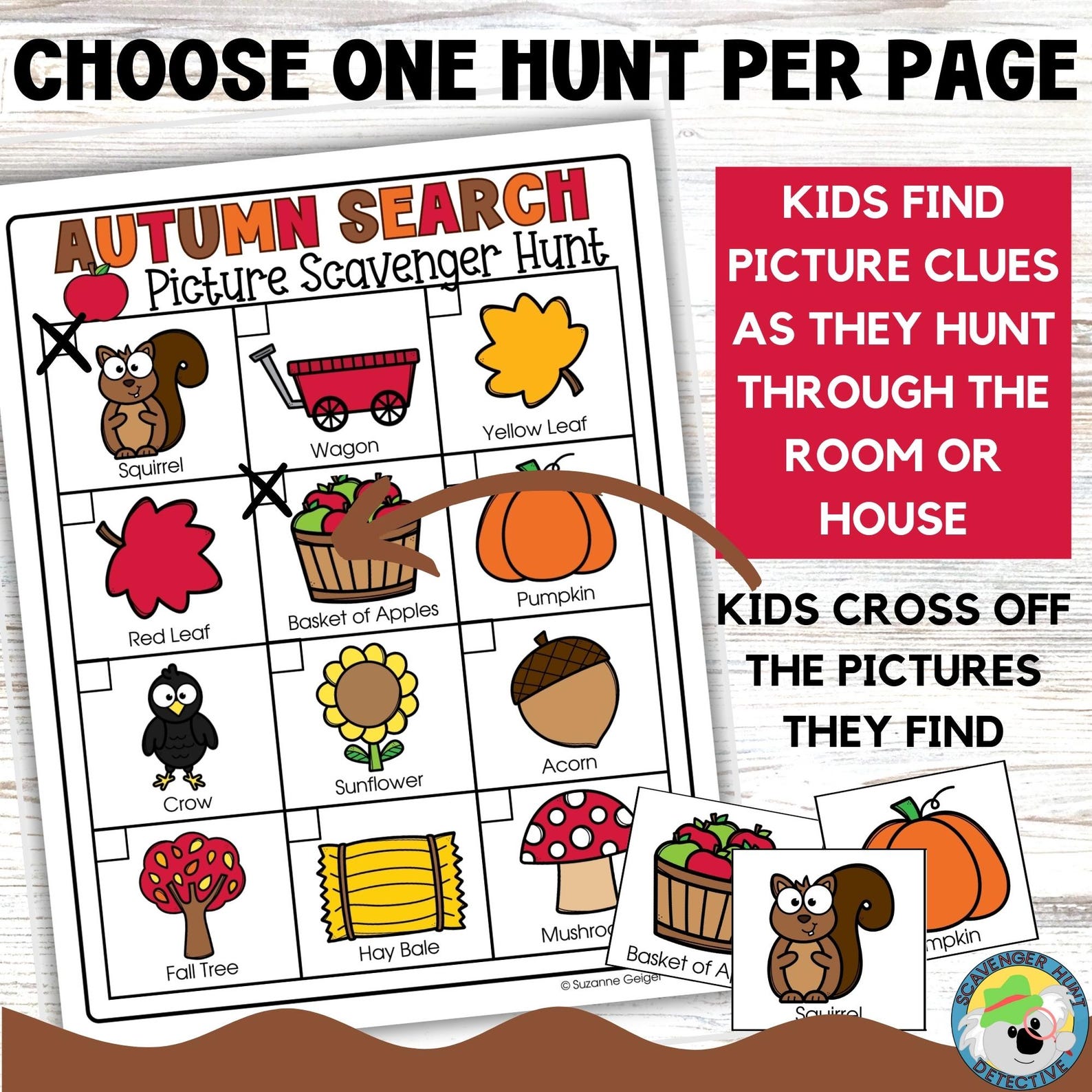 Autumn Scavenger Hunt for Preschool With Picture Clues, Toddler Fall ...