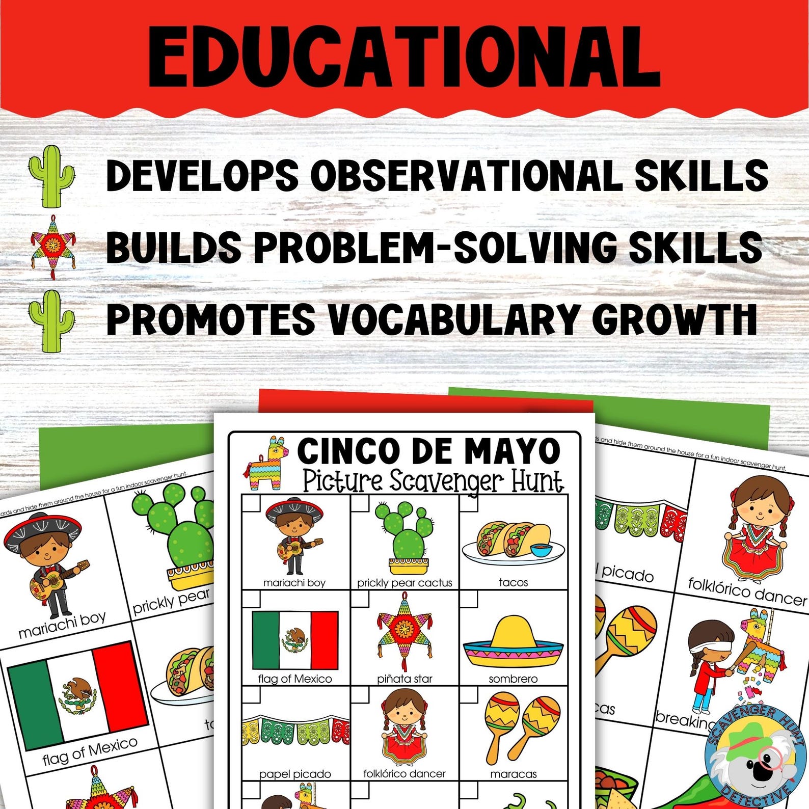 Cinco De Mayo Printable Picture Scavenger Hunt for Preschooler Toddlers ...