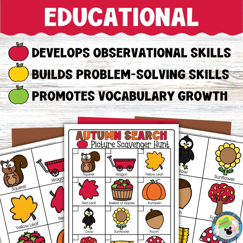 Autumn Scavenger Hunt for Preschool With Picture Clues, Toddler Fall ...