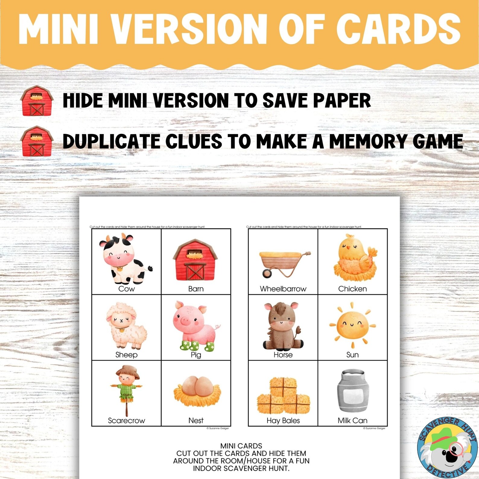 Farm Theme Scavenger Hunt for Preschoolers With Picture Clues, Daycare ...