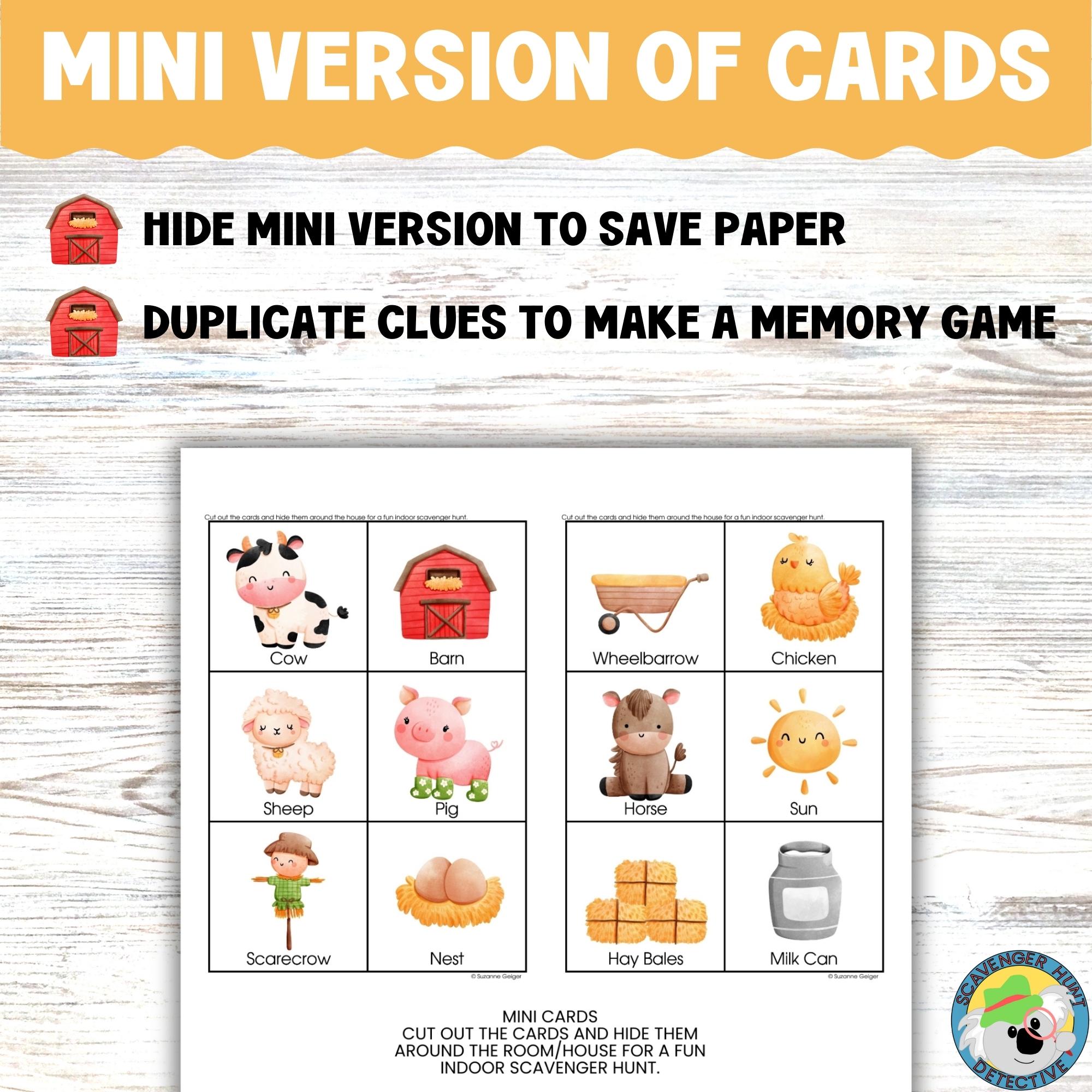 Farm Theme Scavenger Hunt for Preschoolers With Picture Clues, Daycare ...