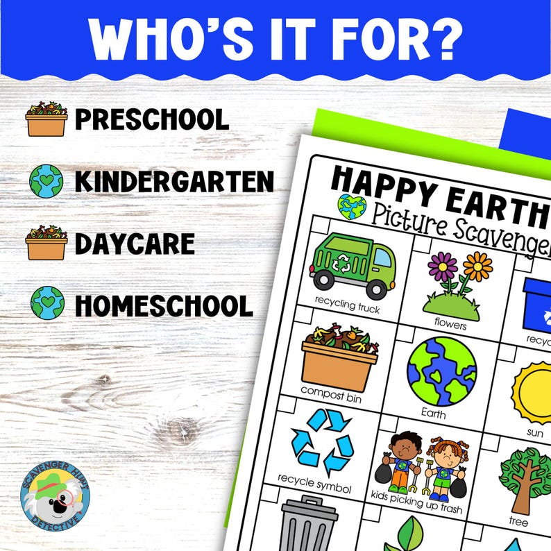 Earth Day Scavenger Hunt for Preschoolers and Toddlers With Picture ...