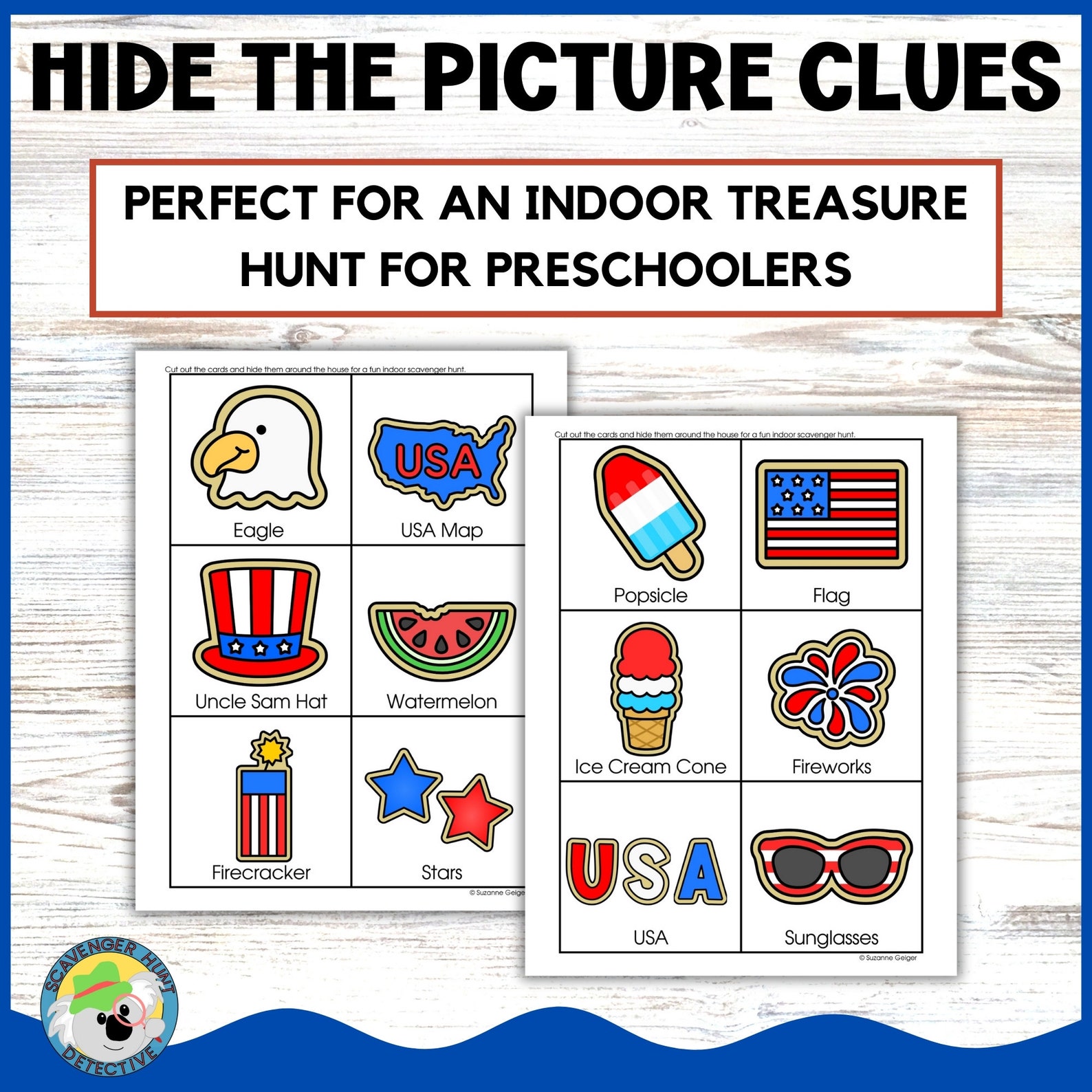 4th of July Scavenger Hunt for Preschoolers With Picture Clues, Toddler ...
