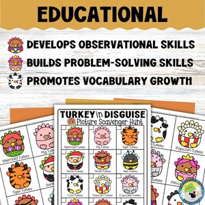 Turkey in Disguise Scavenger Hunt for Preschoolers With Picture Clues ...