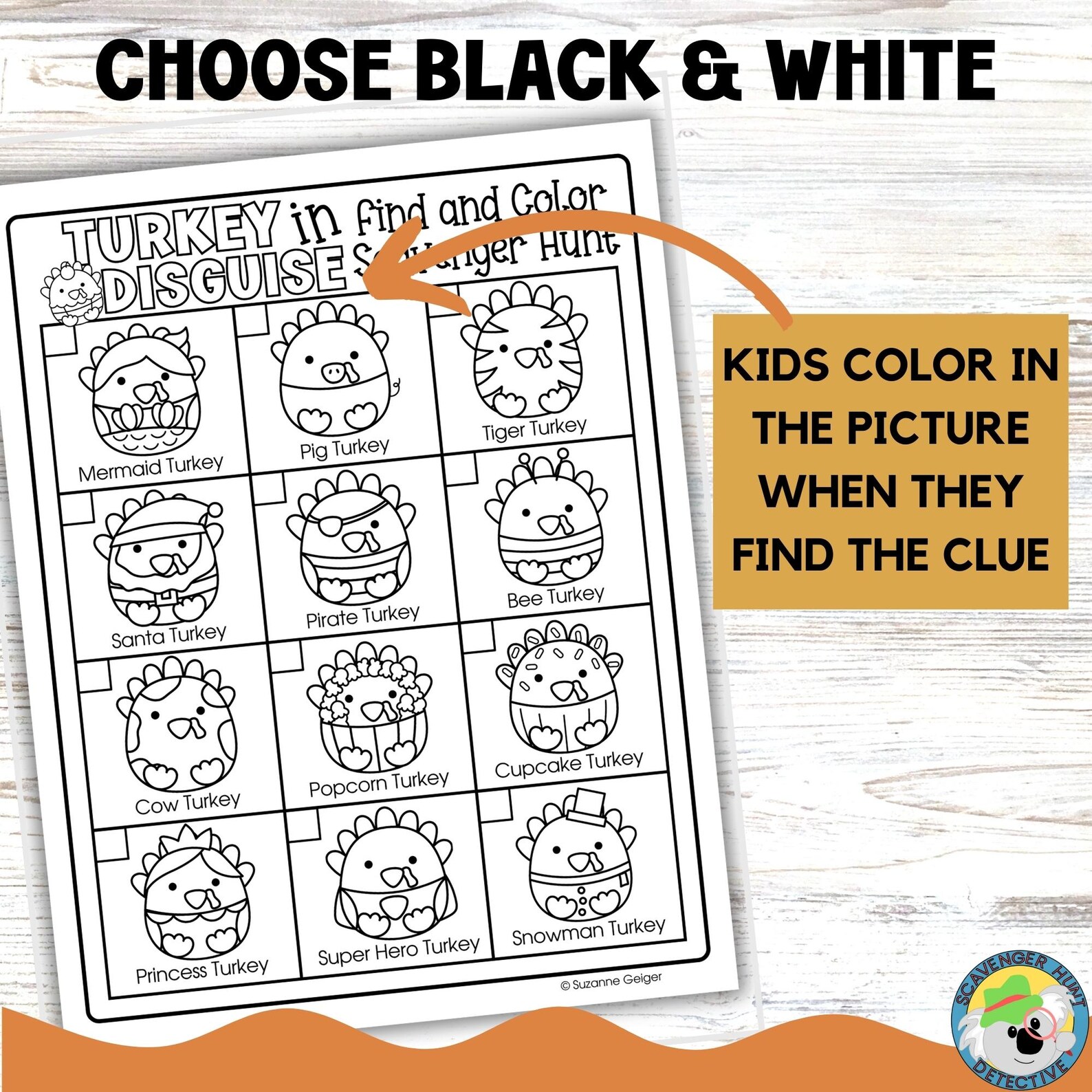 Turkey in Disguise Scavenger Hunt for Preschoolers With Picture Clues ...