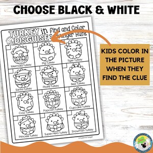 Turkey in Disguise Scavenger Hunt for Preschoolers With Picture Clues ...