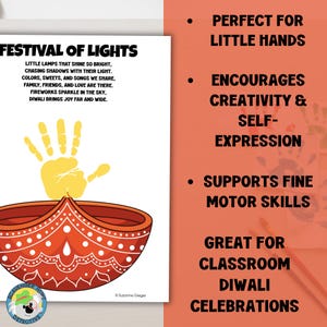 Diwali Handprint Craft Activity, Diwali Festival of Lights Diya Lamp ...