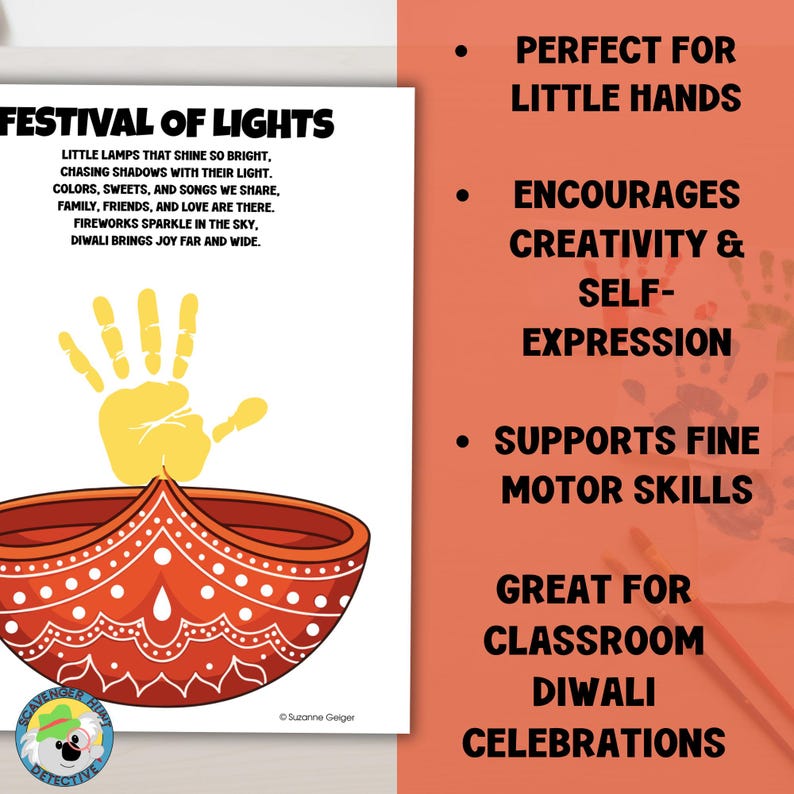 Diwali Handprint Craft Activity, Diwali Festival of Lights Diya Lamp ...