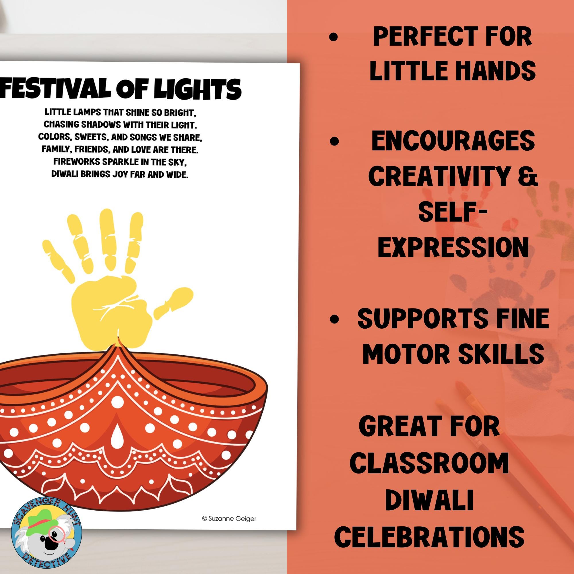 Diwali Handprint Craft Activity, Diwali Festival of Lights Diya Lamp ...