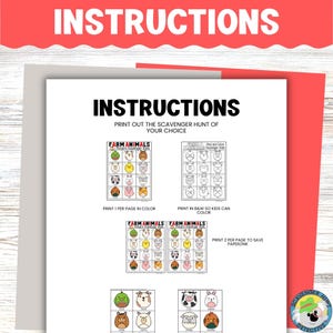 Farm Animal Scavenger Hunt for Preschoolers With Picture Clues, Farm ...