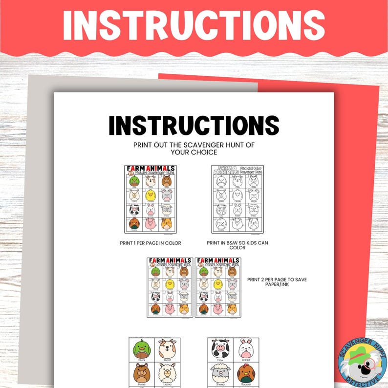 Farm Animals Scavenger Hunt for Preschoolers With Picture Clues, Farm ...