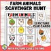 Farm Animal Scavenger Hunt for Preschoolers With Picture Clues, Farm ...